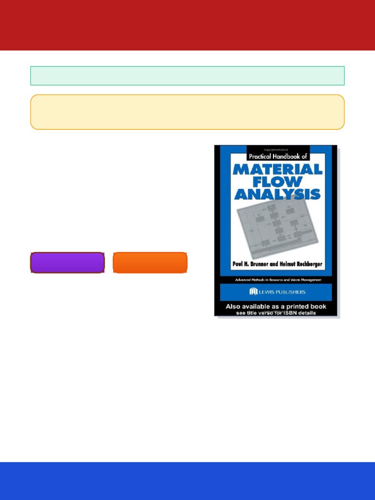 Practical Handbook of Material Flow Analysis Advanced Methods in ...