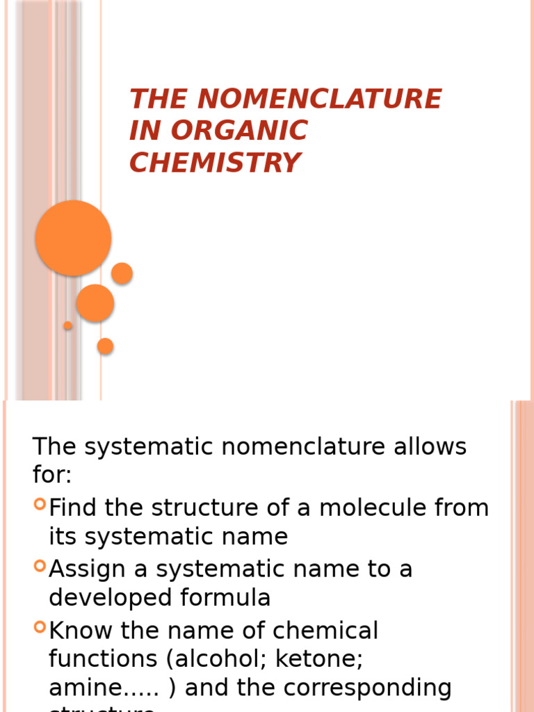 Organic Chemistry Nomenclature Guide | PDF | Alkene | Alkane