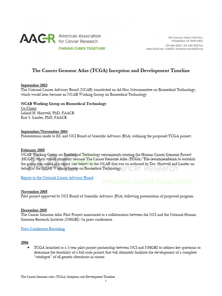 TCGA Development Timeline Overview | PDF | Biology | Genetics