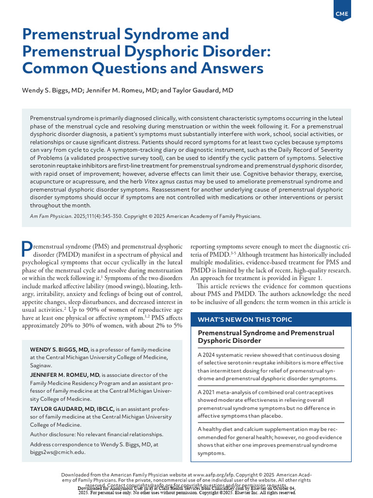 Pms | PDF | Premenstrual Syndrome | Selective Serotonin Reuptake Inhibitor