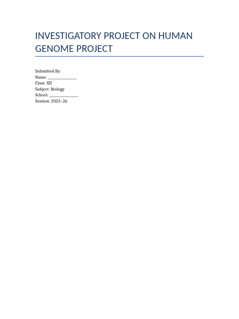 Human Genome Project Investigatory Study | PDF | Dna Sequencing | Human ...