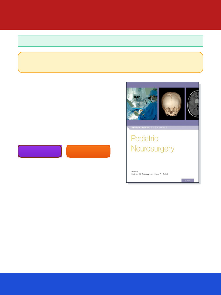 Pediatric Neurosurgery (Neurosurgery by Example) Nathan Selden Ebook ...