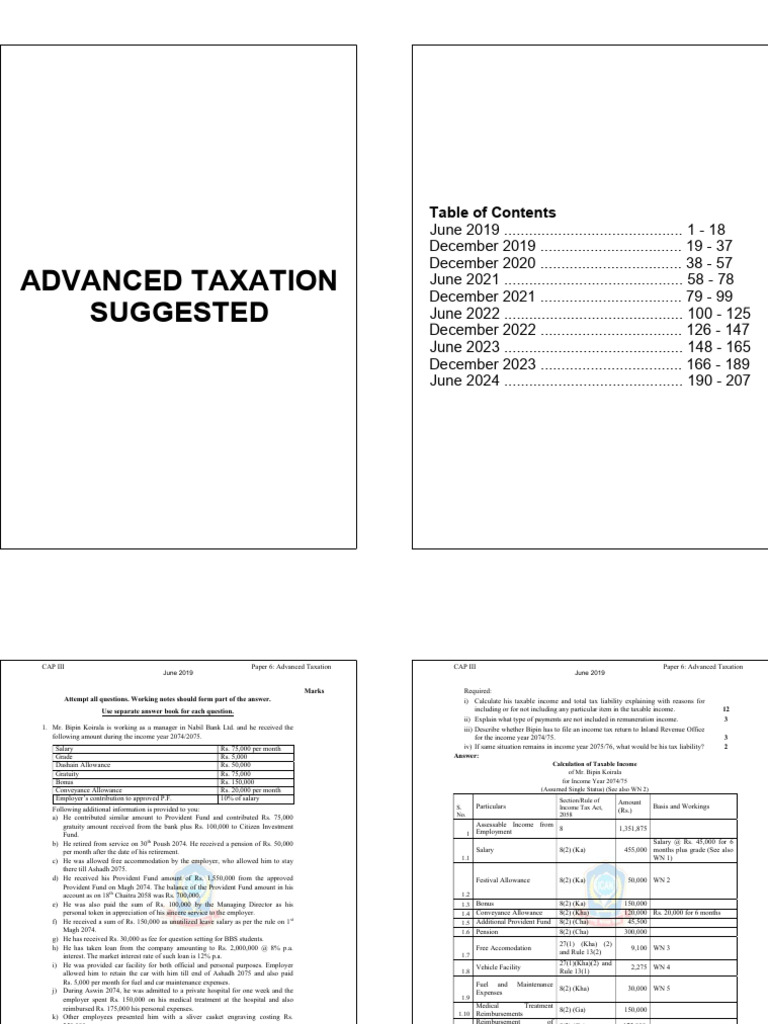 Advanced Taxation: Income Calculation Guide | PDF | Depreciation | Taxes