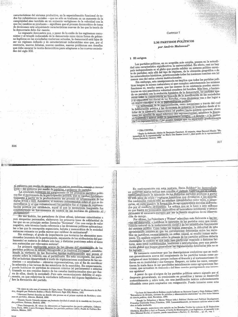 ANDRES MALAMUD Los Partidos Políticos | PDF