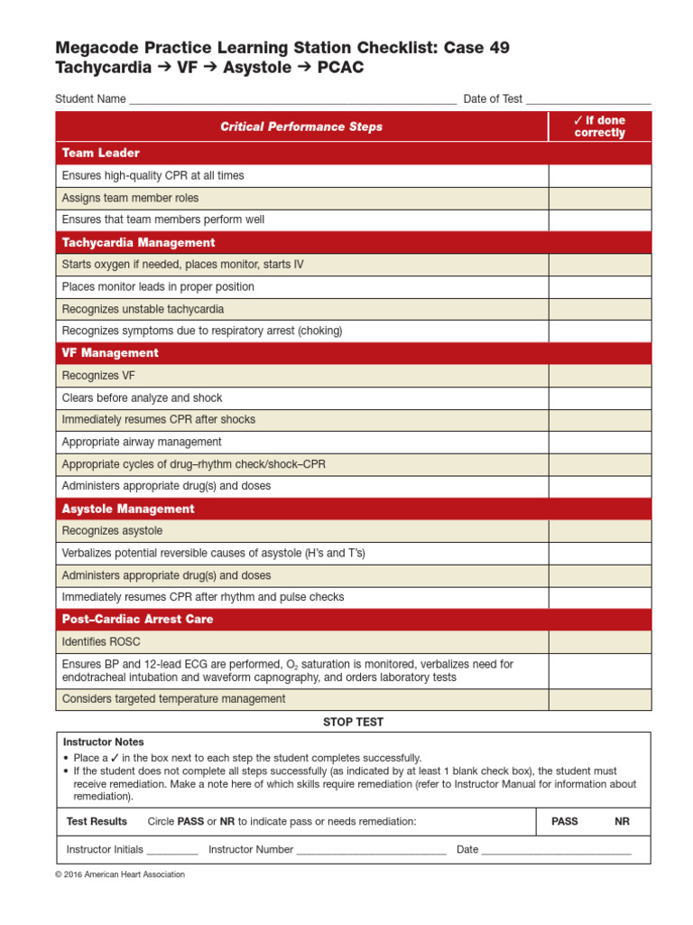 ACLS Learning Station Checklist 2016 | PDF | Cardiopulmonary Resuscitation | Cardiac Arrest