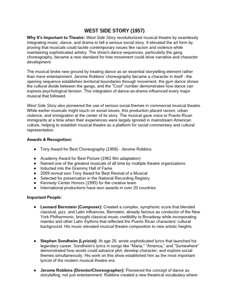 Important Plays and Musicals (Intro To Theatre) | PDF | Musical Theatre ...