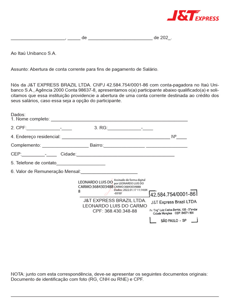 CARTA ITAU CD(2) | PDF