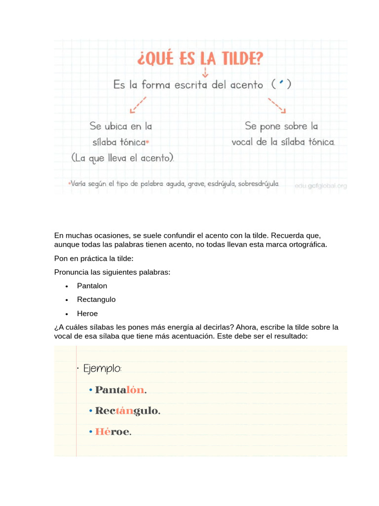 Tildes en palabras agudas: guía práctica | PDF