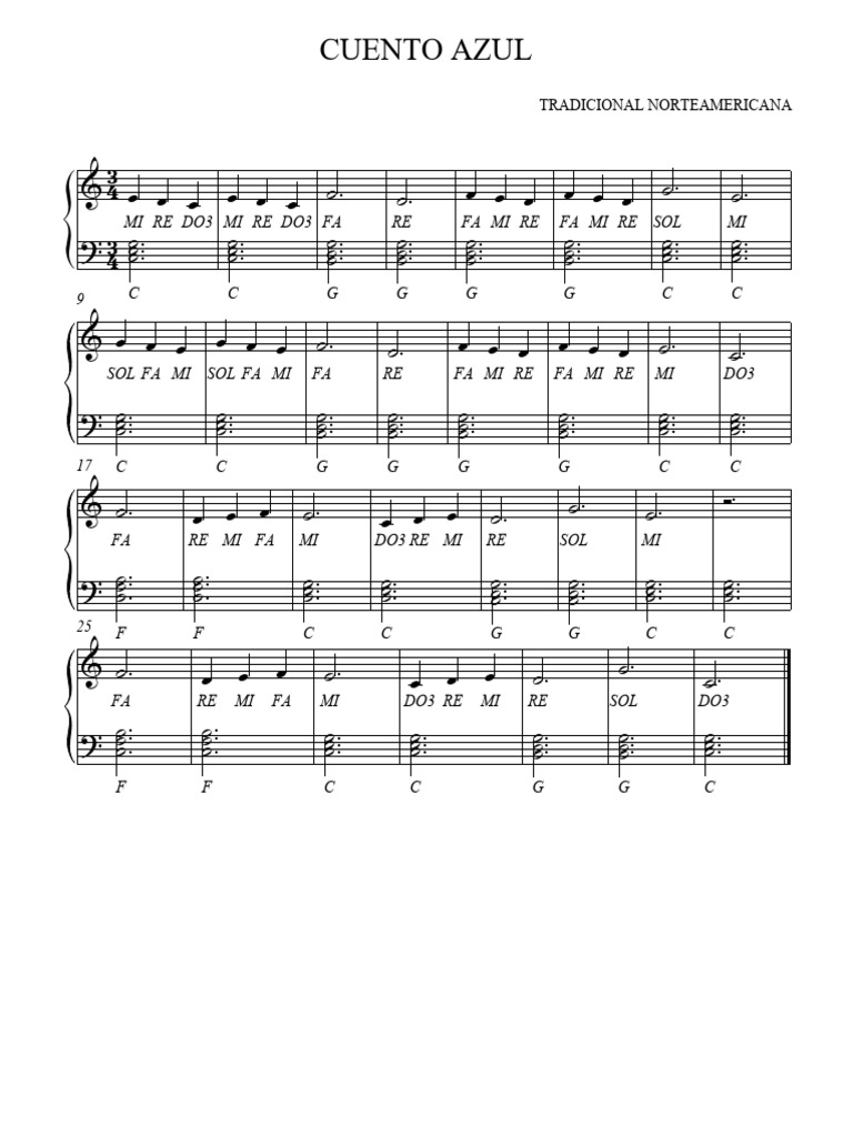 Notas da Canção "Cuento Azul" | PDF