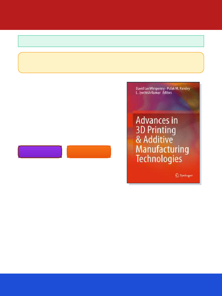 Advances in 3D Printing Additive Manufacturing Technologies 1st Edition ...