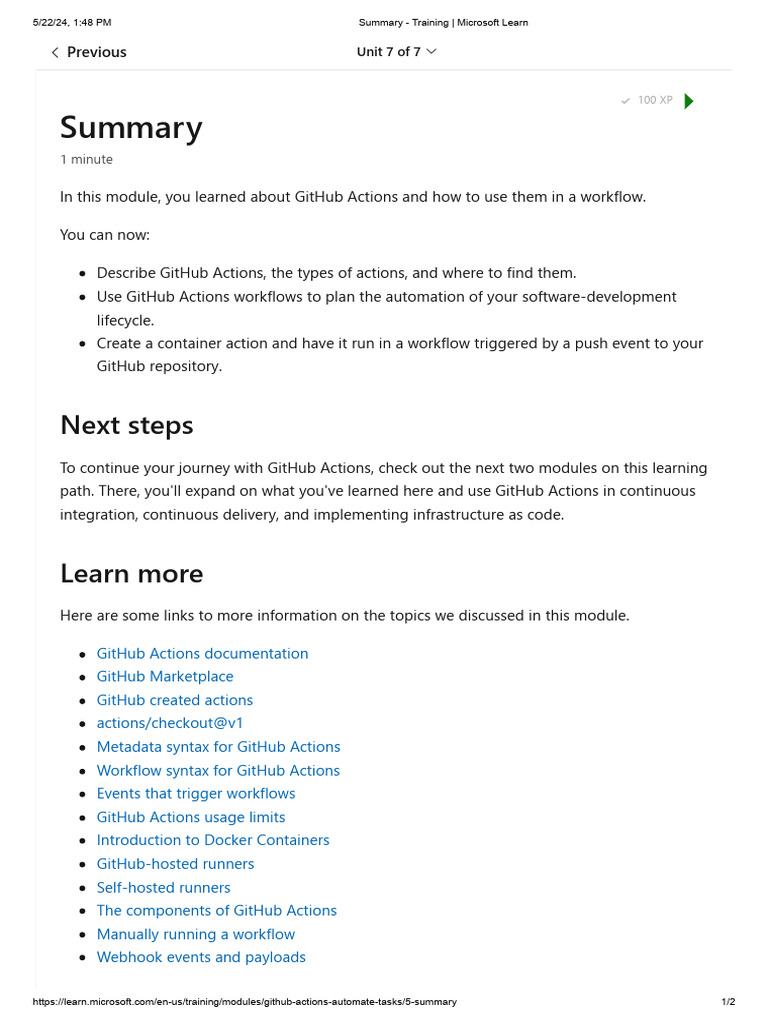 7 Summary - Training _ Microsoft Learn | PDF