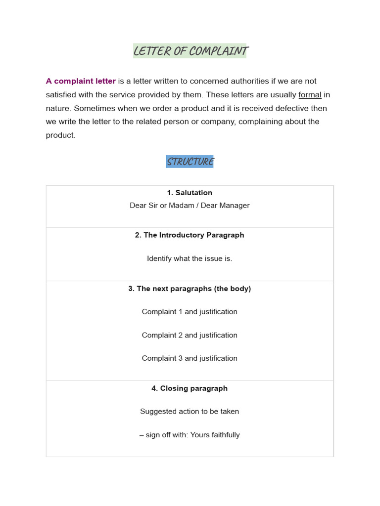 How to Write a Complaint Letter | PDF | Linguistics