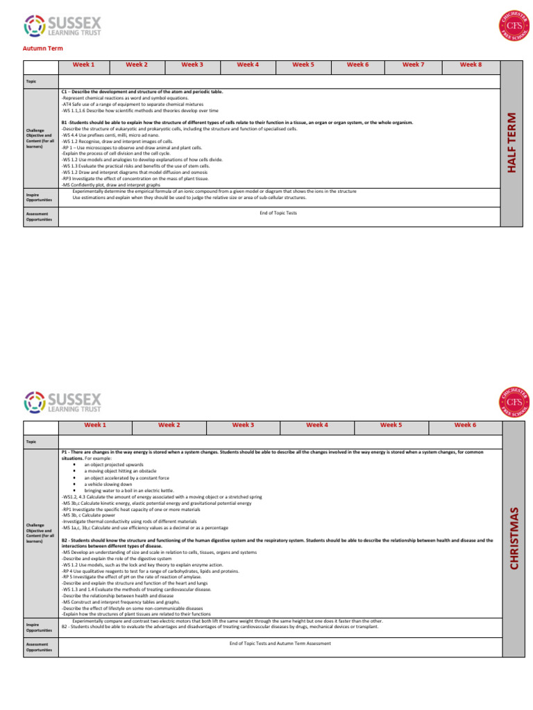 Year 9 Science Curriculum Overview | PDF | Chemical Bond | Potential Energy