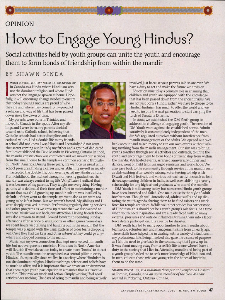 Engaging Young Hindus in Mandir Activities | PDF