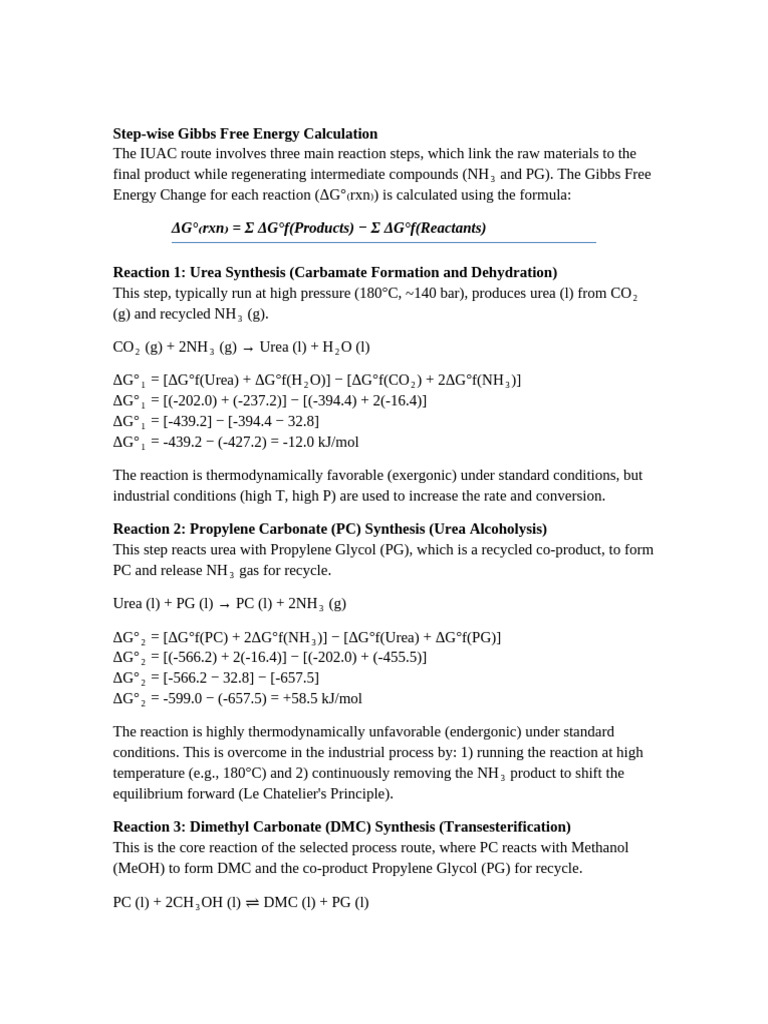 Stepwise Gibbs Free Energy Calculation | PDF