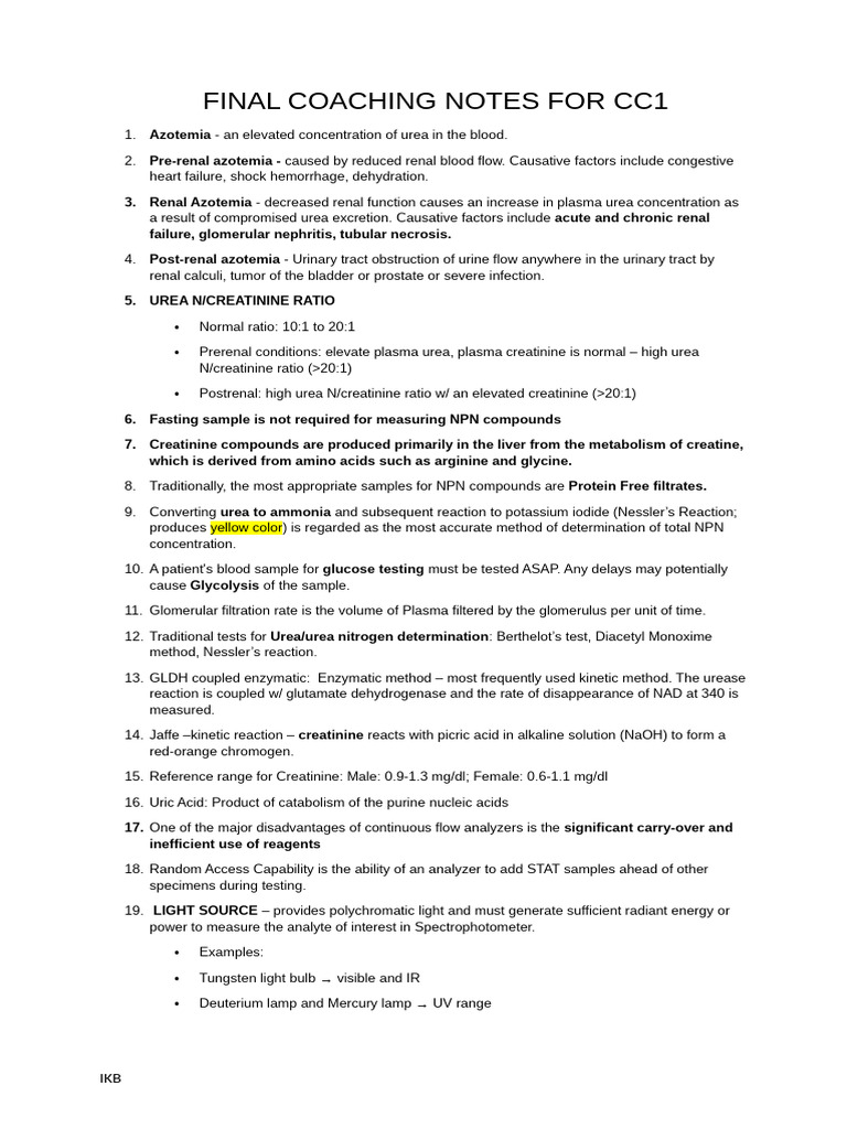 Reviewer-for-CC1-Finals | PDF | Glucose | Creatinine