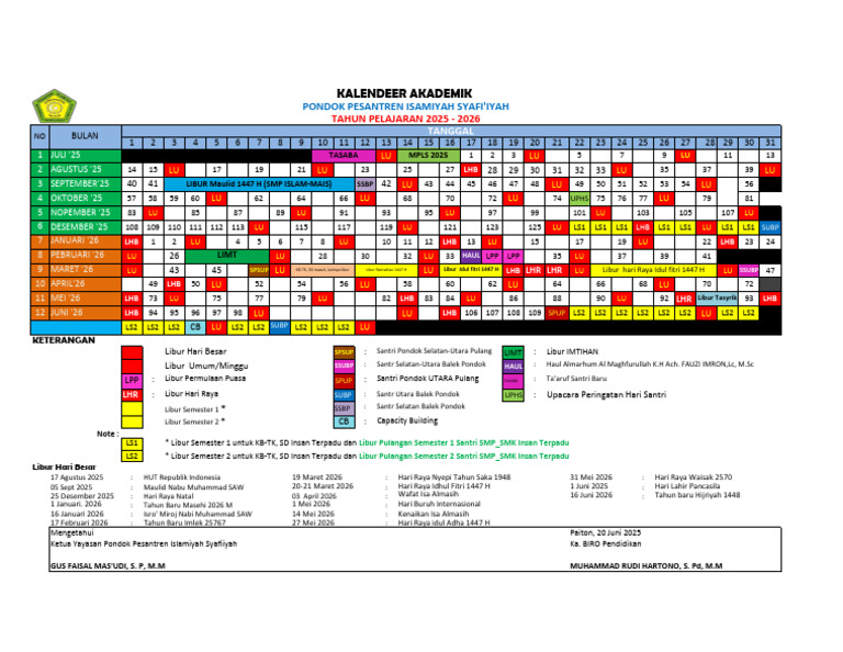 Kalender Akademik Pondok Pesantren 2025-2026 | PDF