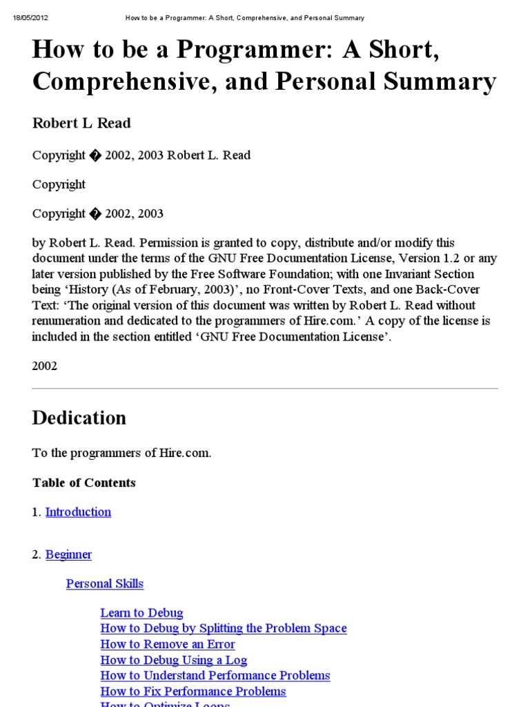 How to Be a Programmer_ a Short, Comprehensive, And Personal Summary ...