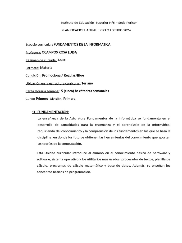 PLANIF - Fundamentos - 2024 | PDF | Informática | Software