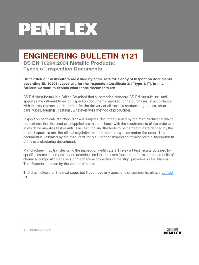 BS EN 10204 Inspection Document Guide | PDF