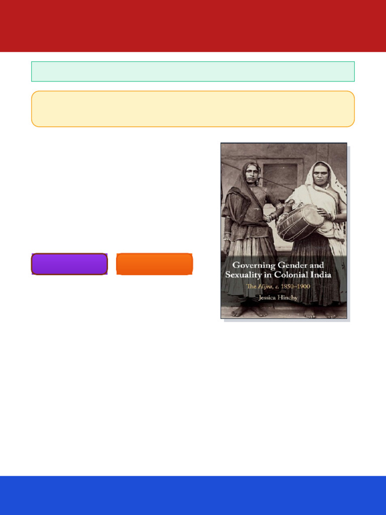Governing Gender and Sexuality in Colonial India The Hijra C 1850 1900 ...