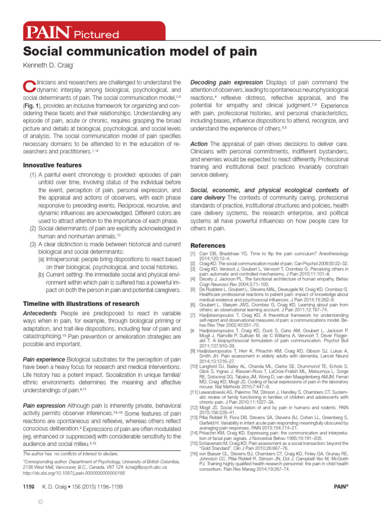 Social Communication Model of Pain | PDF | Pain | Communication