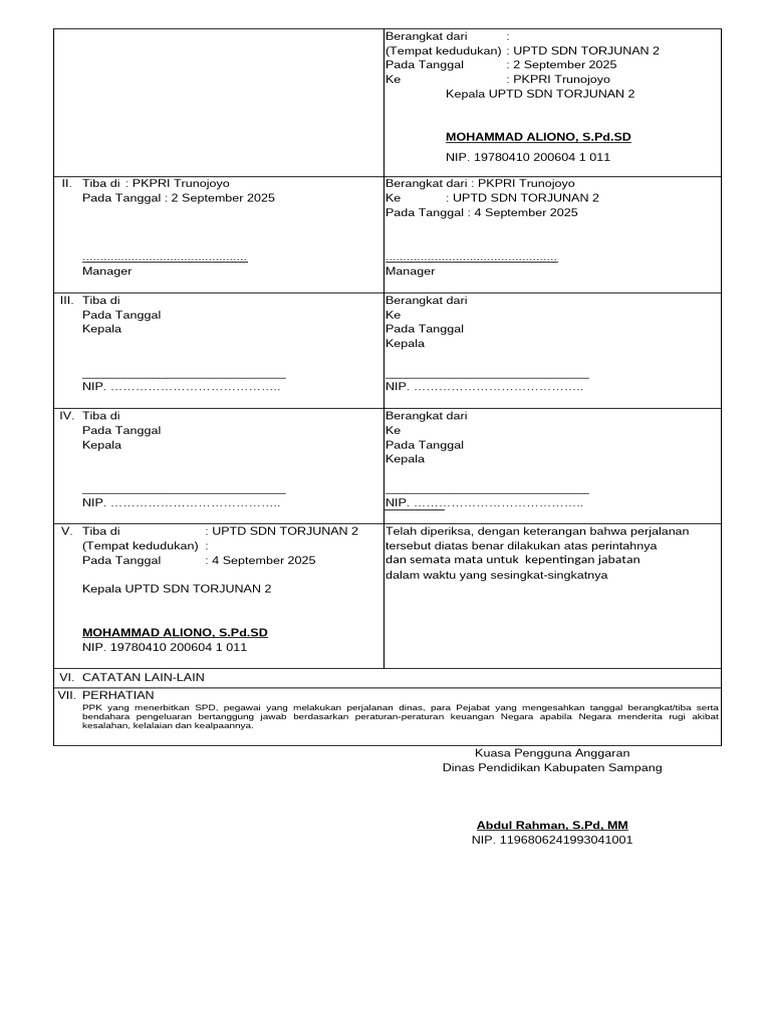 4. Form SPPD Lembar 2 Revisi | PDF