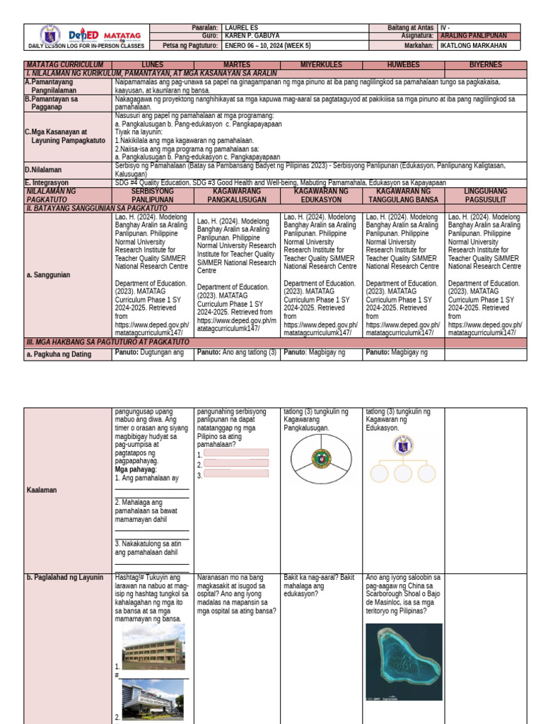 g4q3w5 DLL AP (Matatag) @sir Ims | PDF