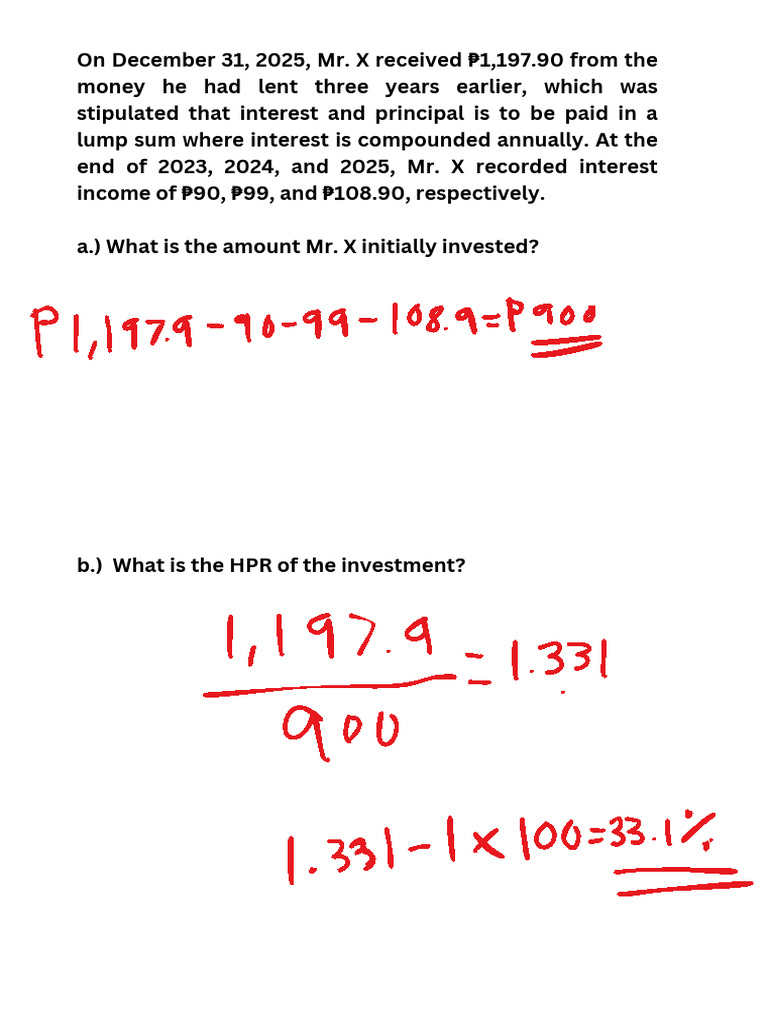 Investment Analysis: Principal & HPR Calculation | PDF