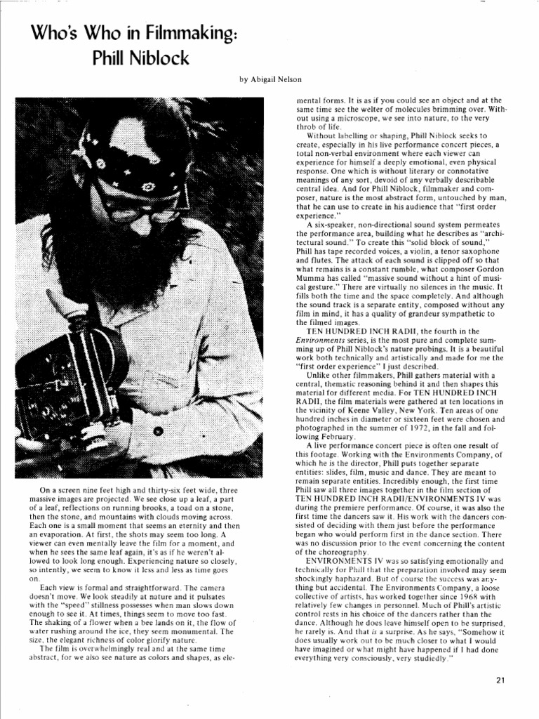 Exploring Nature in Film: Niblock's Art | PDF | Dances