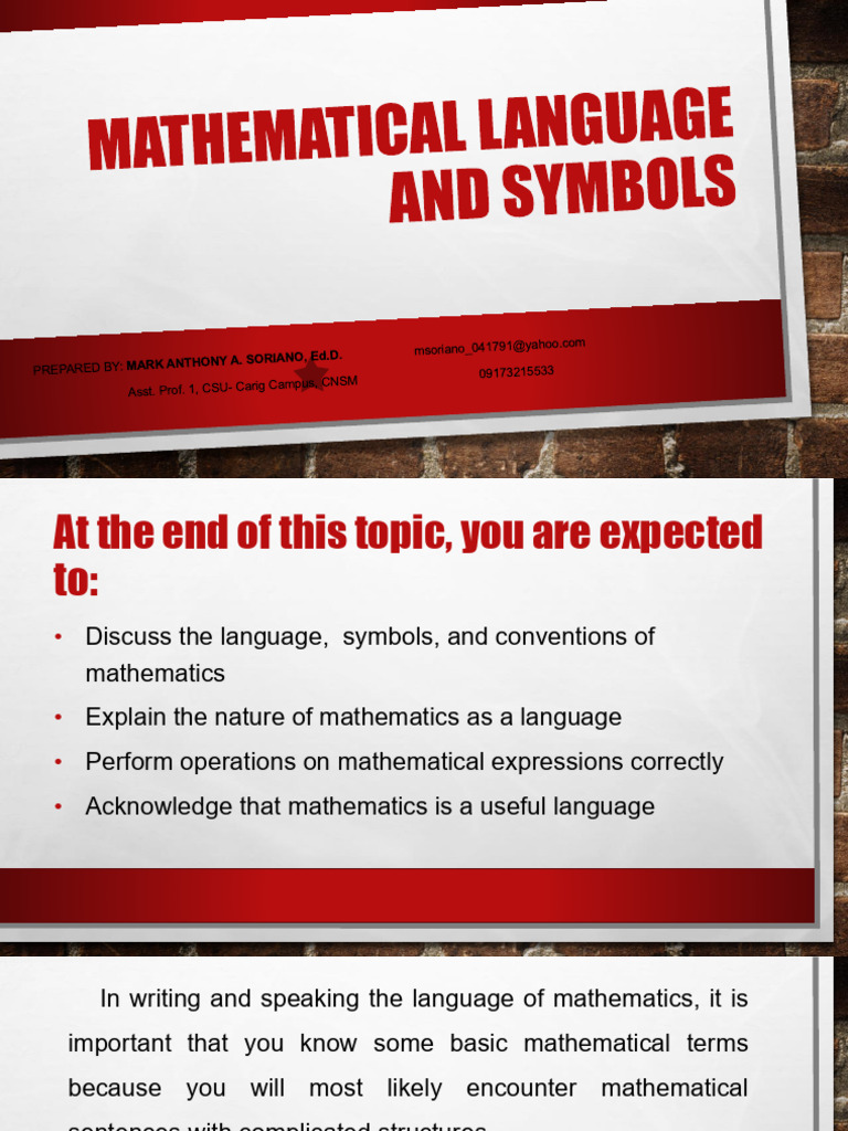 Understanding Mathematical Language and Symbols | PDF | Set ...
