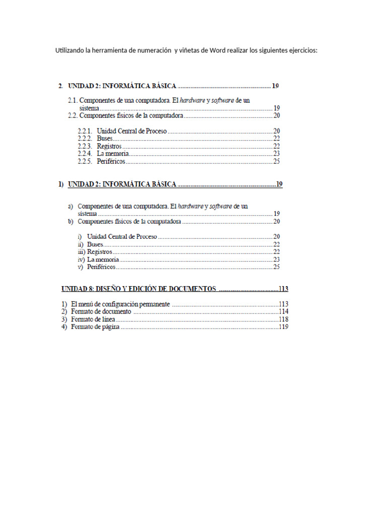 Numeracion y Viñetas | PDF