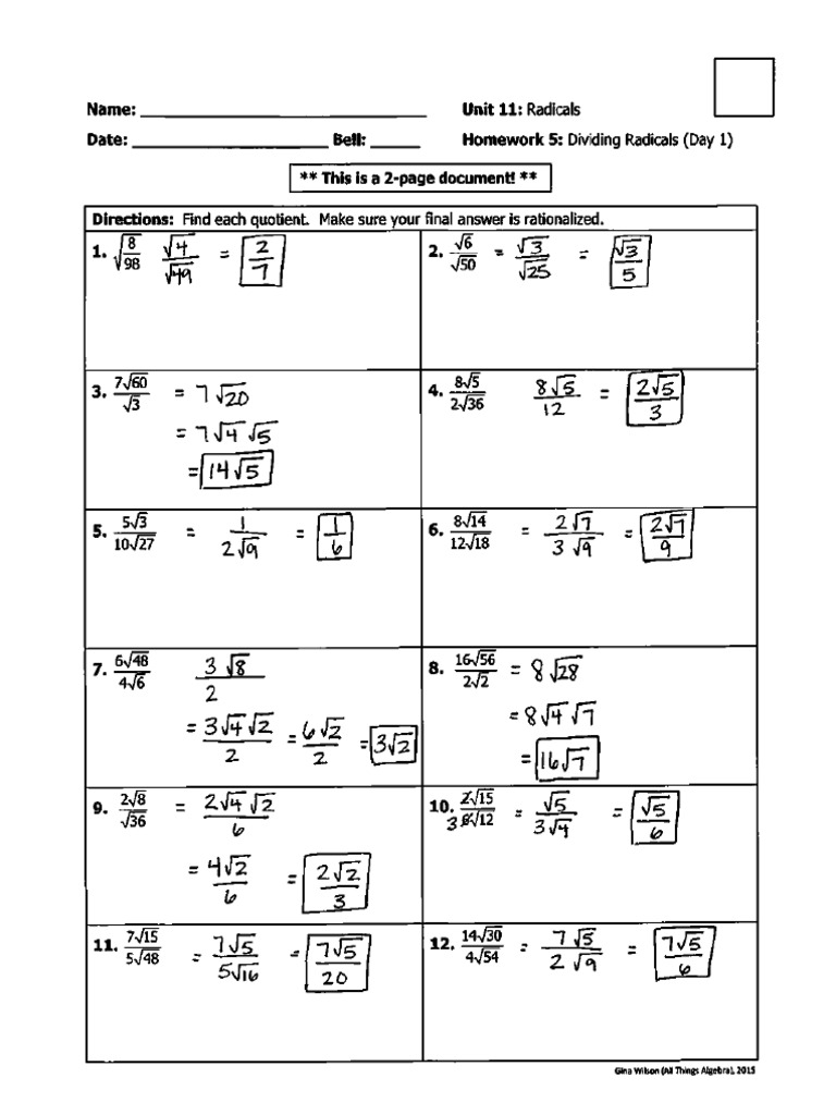 Dividing Radicals Homework Guide | PDF | Chess Theory | Chess