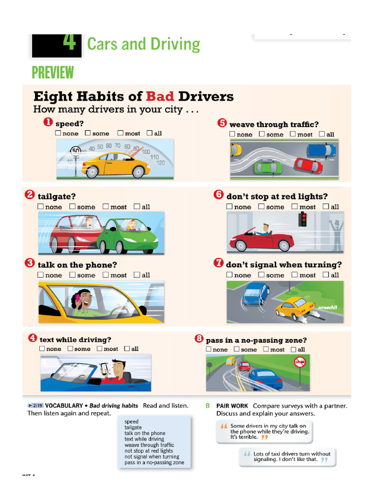 Unit 4 Cars and Driving | PDF