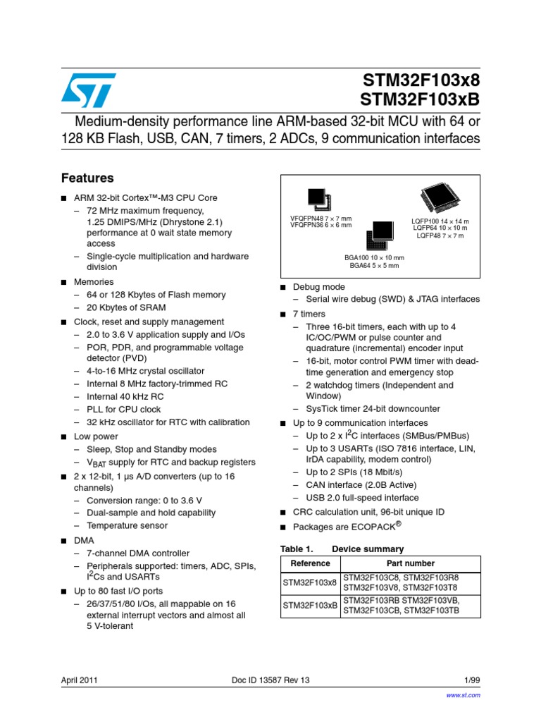 STM32F103V8T6 STMicroelectronics | PDF | Arm Architecture | Embedded System