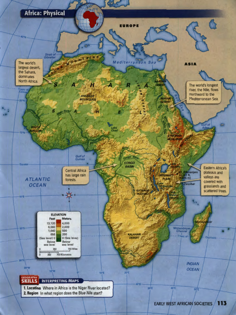 Maps of Africa For Important Physical Features of Africa | PDF ...