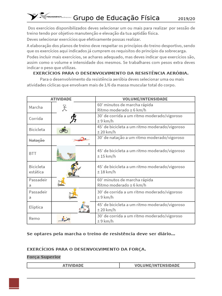 Lista de exercicios sugeridos F_R_F | PDF | Corrida | Exercício físico