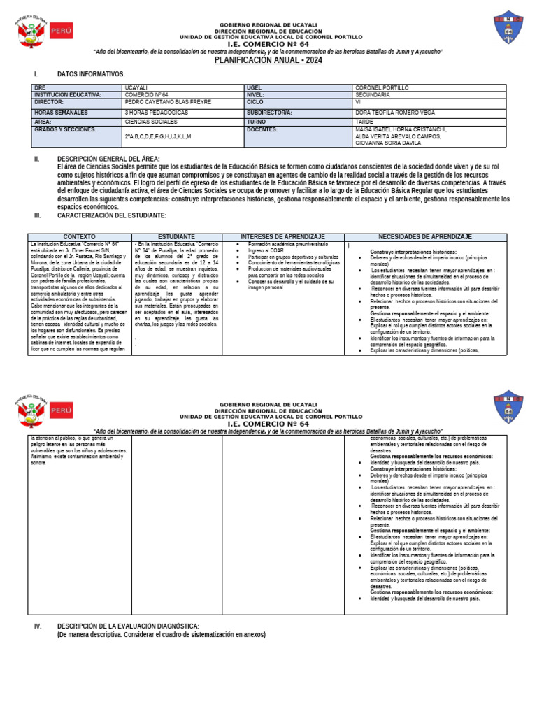 PLAN ANUAL 4to DPCC | PDF | Aprendizaje | Enseñando