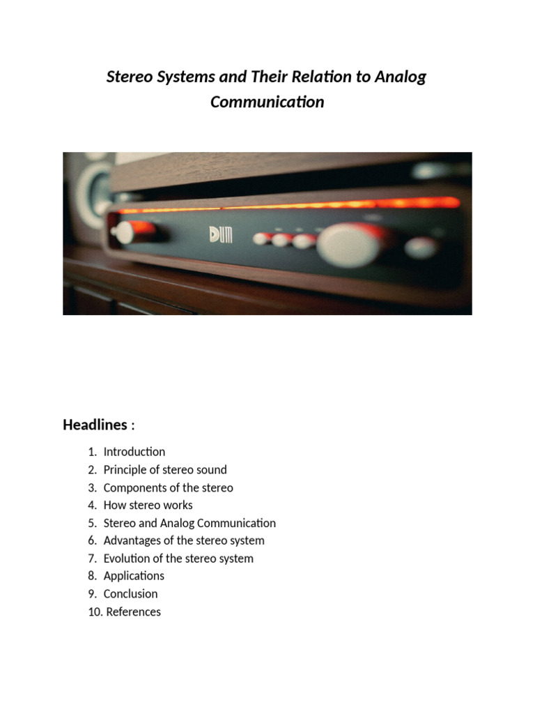 Stereo Systems and Their Relation to Analog Communication | PDF ...