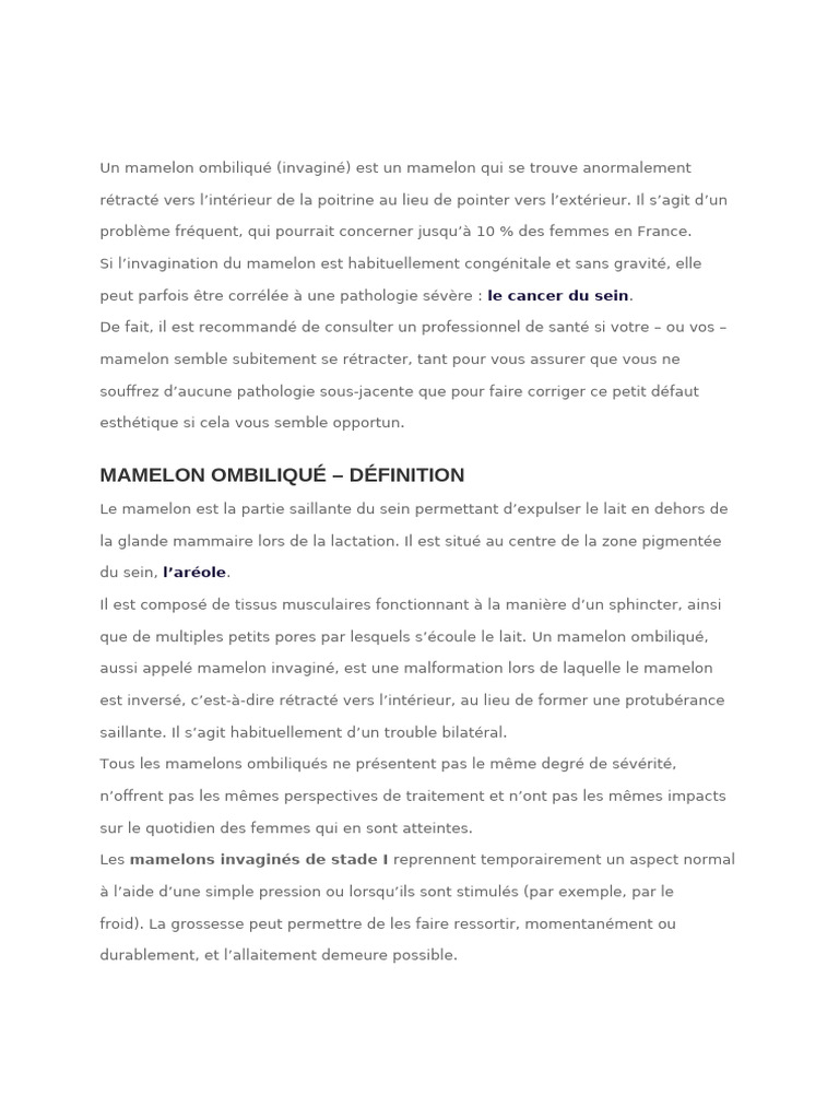 Mamelons Ombiliqués : Causes et Traitements | PDF | Cancer | Cancer du ...