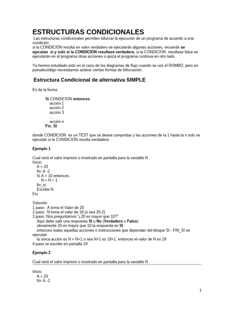 Estructuras Condicionales en Programación | PDF