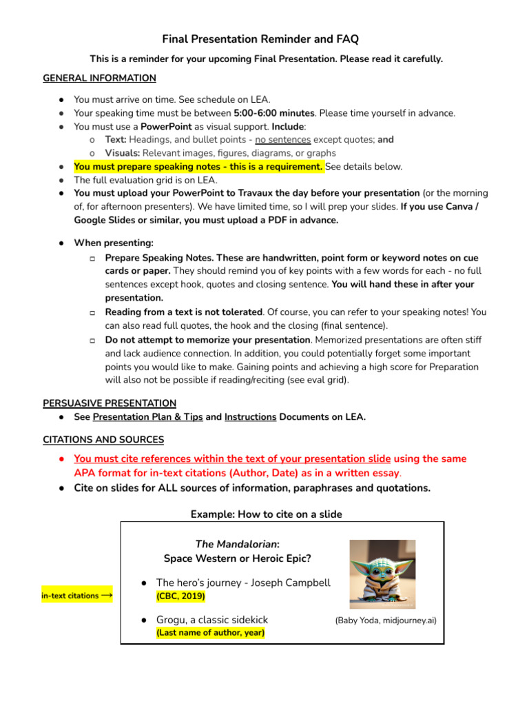 Final Presentation Guidelines and Tips | PDF