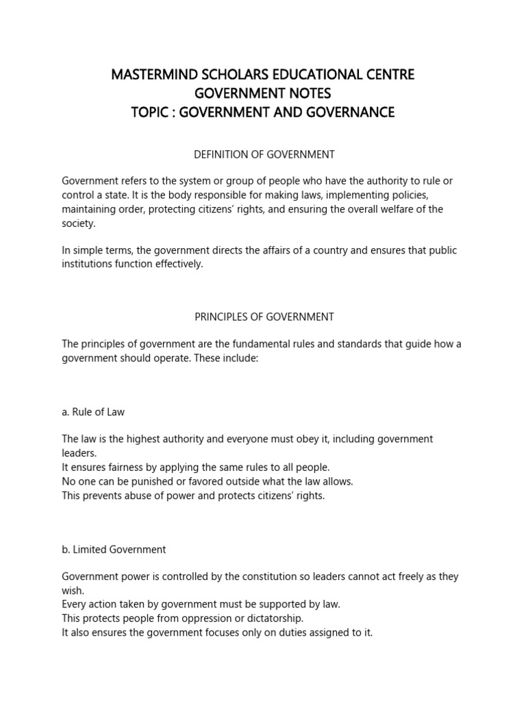 Government Notes - Democracy and Governance | PDF | Governance | Democracy