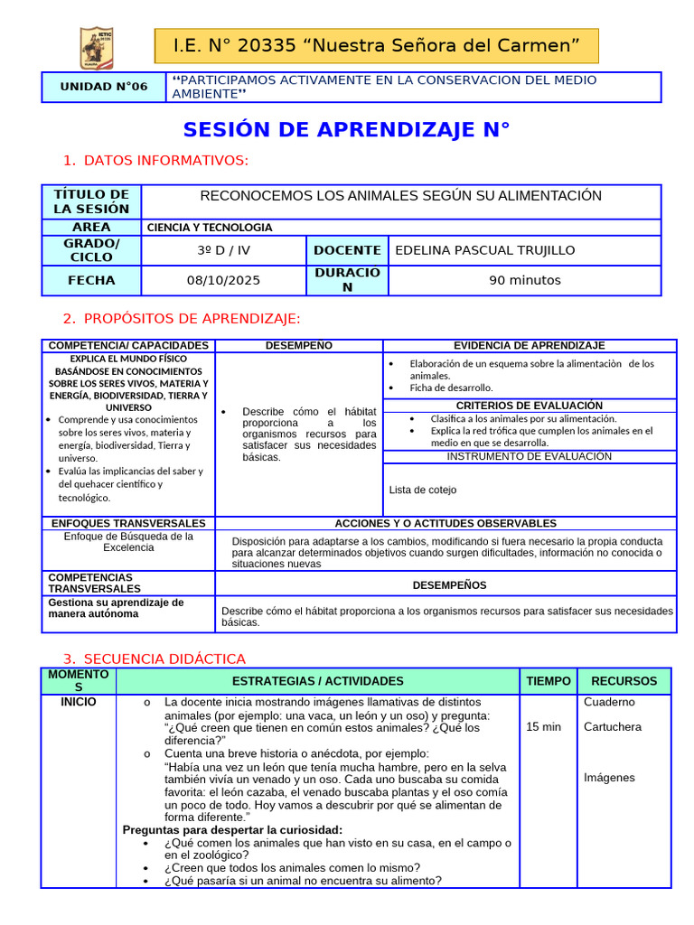 Cyt - Reconocemos Los Animales Según Su Alimentación | PDF ...
