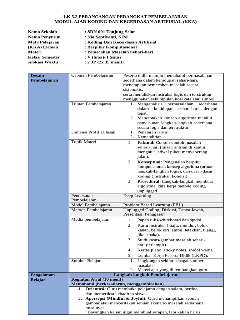 Modul Pembelajaran Koding dan AI SD | PDF