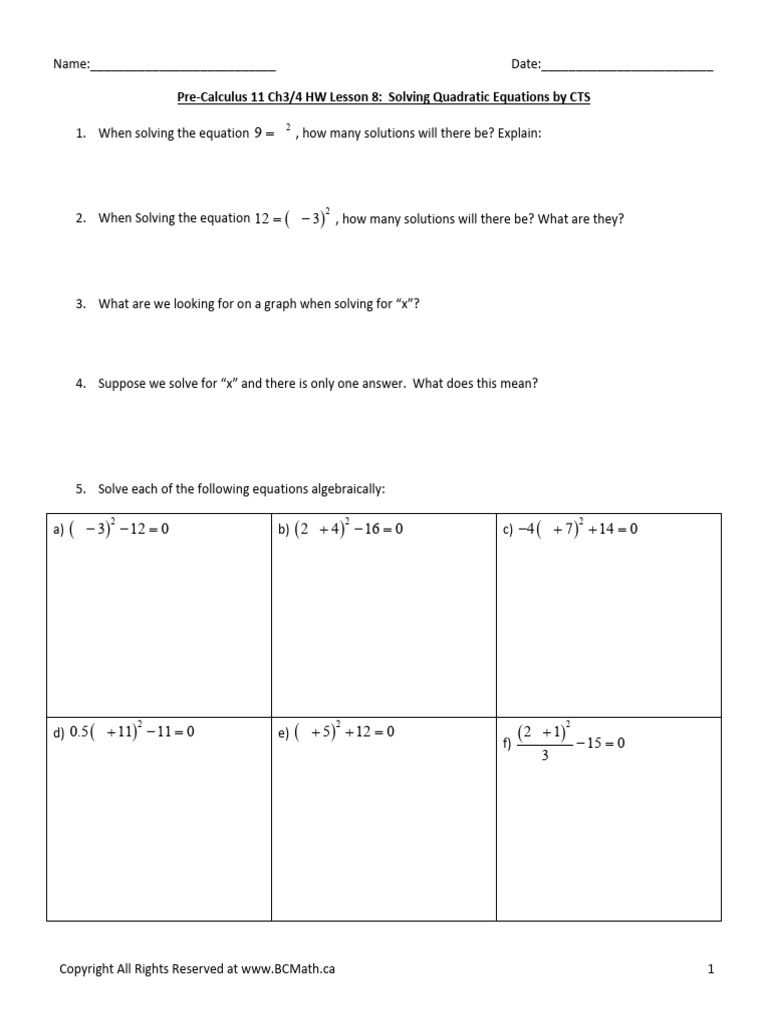 Solving Quadratic Equations Guide | PDF | Elementary Mathematics | Algebra