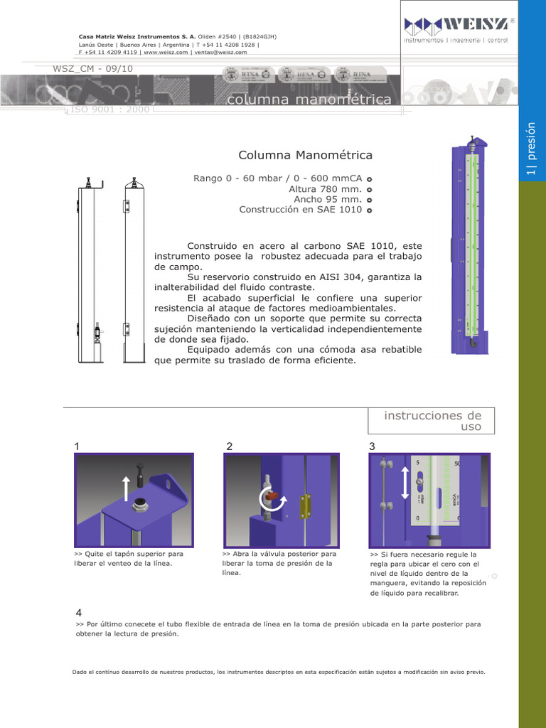 WSZ - Coluna Manométrica | PDF | Presión | Ingeniería mecánica