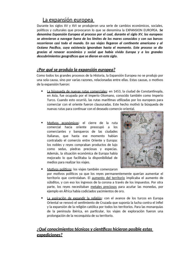 Causas y Consecuencias de la Expansión Europea | PDF | Cristobal colon ...