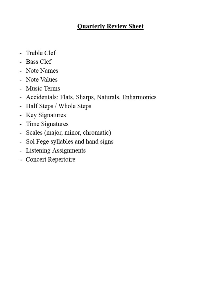 Quarterly Review Sheet | PDF
