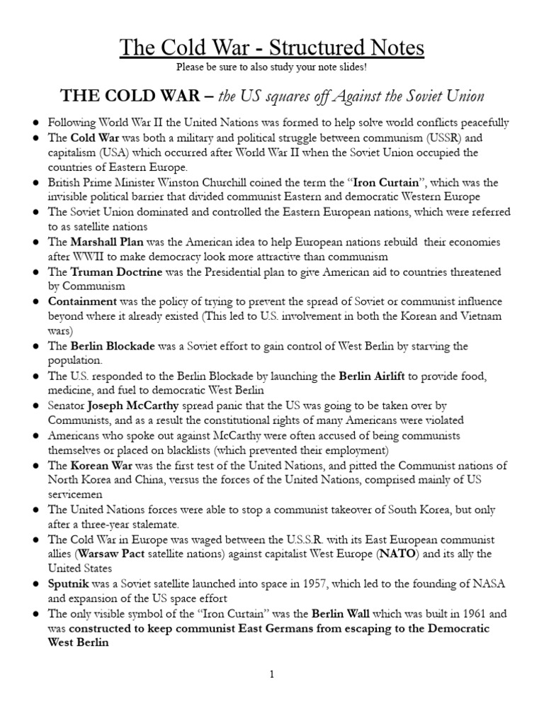 Cold War Overview and Key Events | PDF | Cold War | Soviet Union
